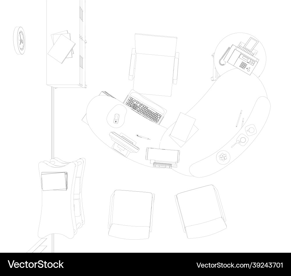 Contour of the workplace an office worker Vector Image