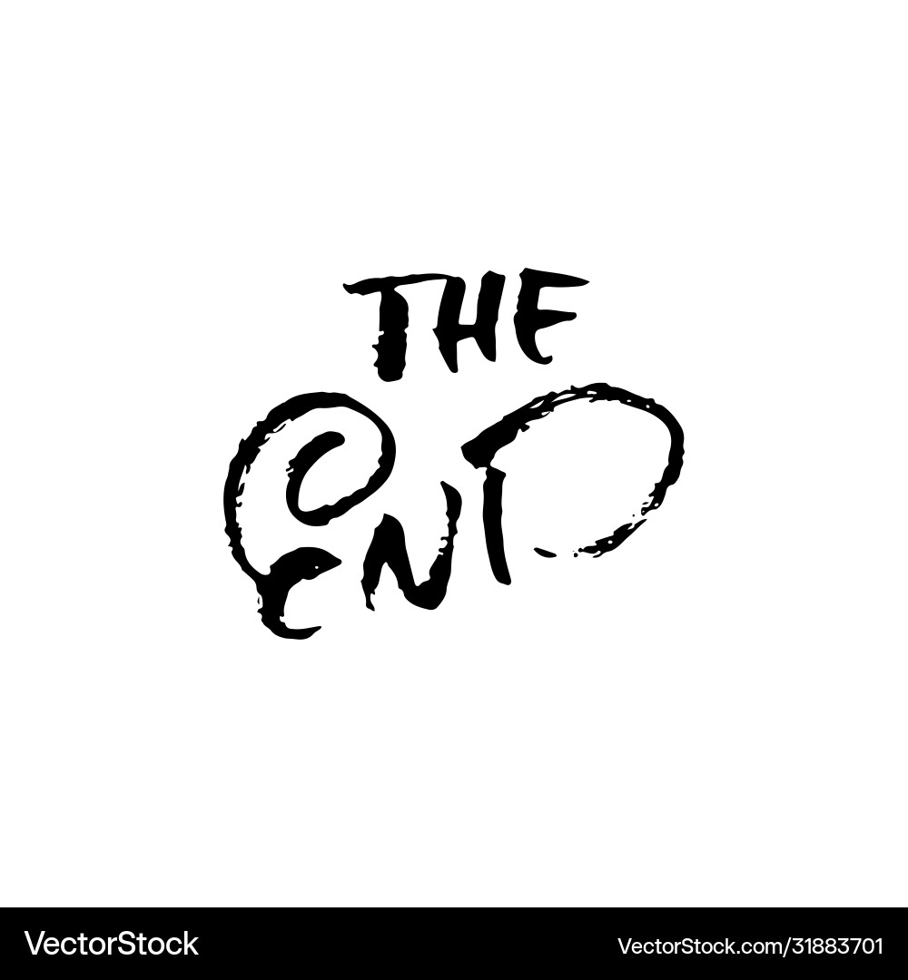 End hand drawn dry brush lettering isolated Vector Image