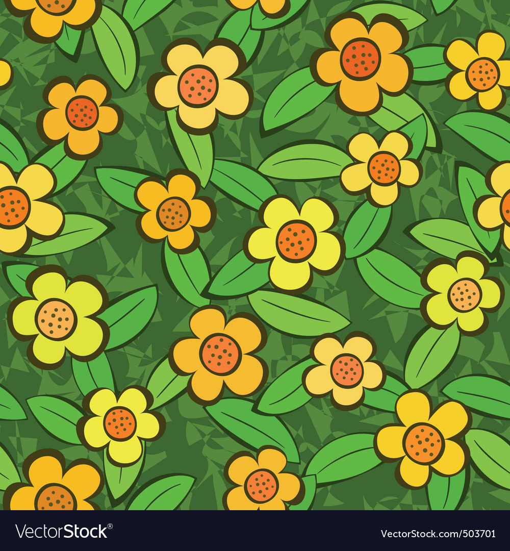 Flowers seamless repeat pattern Royalty Free Vector Image
