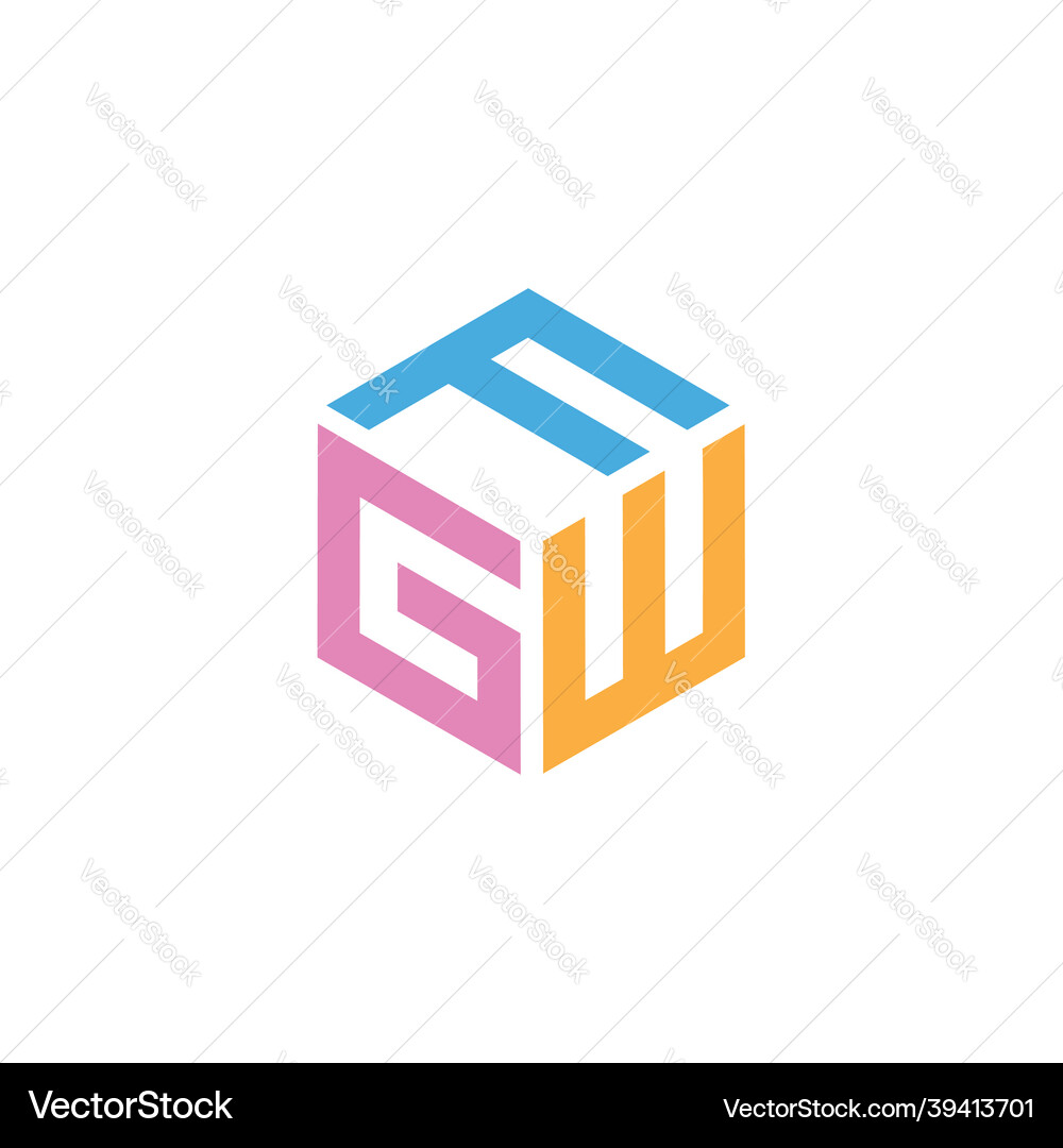 Hexagon logo with the letters fgw design Vector Image
