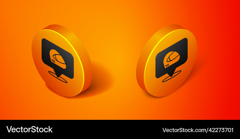 Isometric racing helmet icon isolated on orange Vector Image