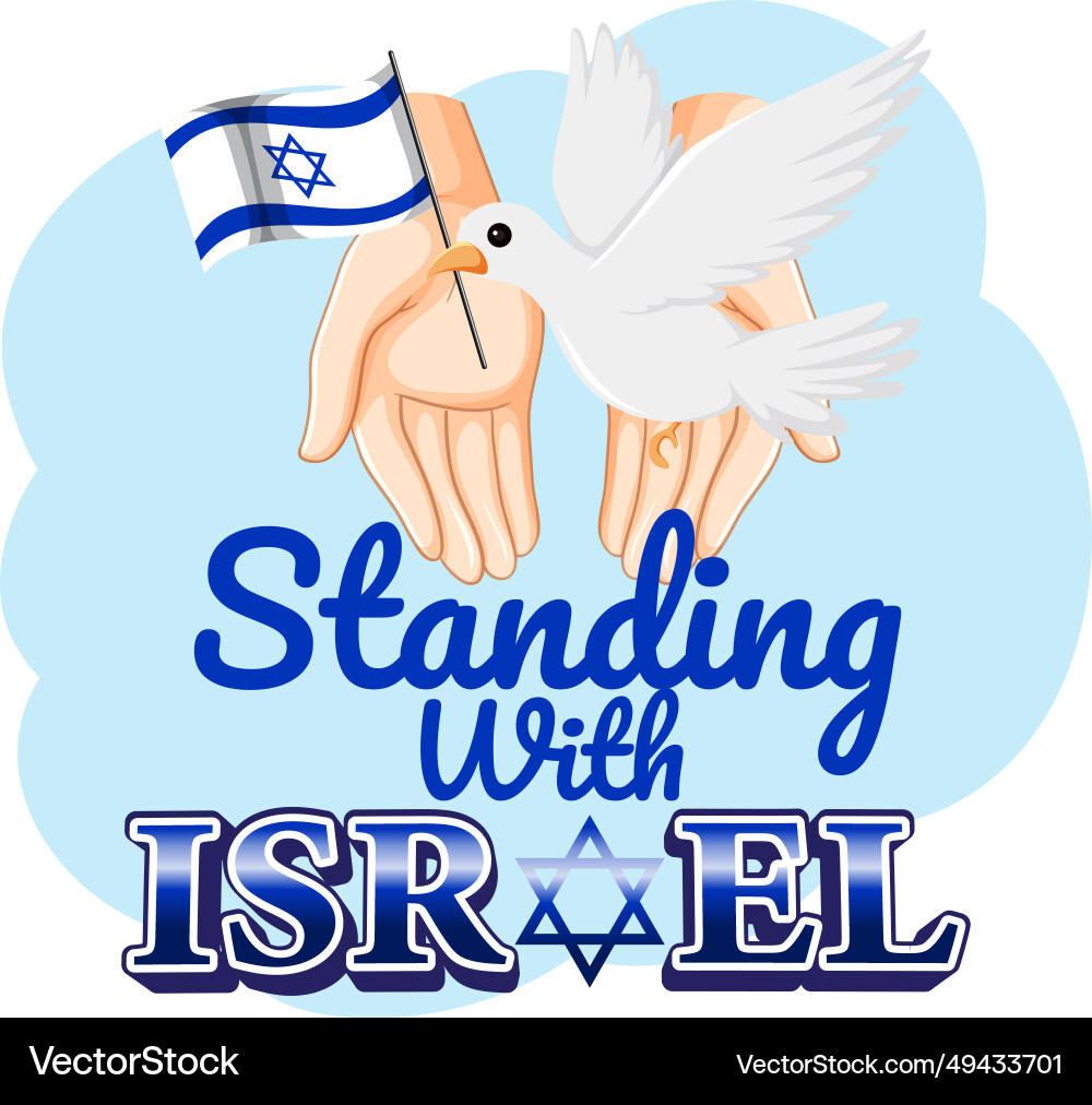 Israel flag with peaceful white bird Royalty Free Vector
