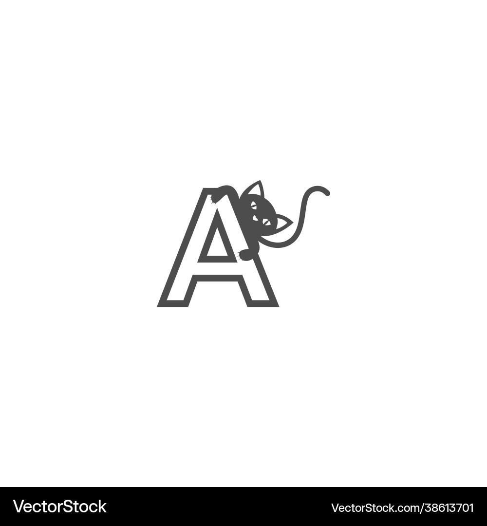 Letter a with black cat icon logo design template Vector Image