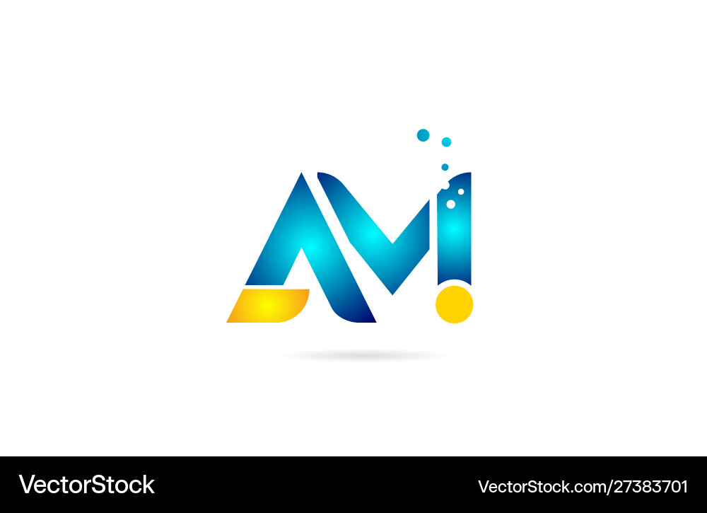 Letter combination am a m orange blue alphabet Vector Image