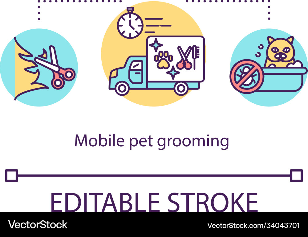 Mobile pet grooming salon concept icon Royalty Free Vector
