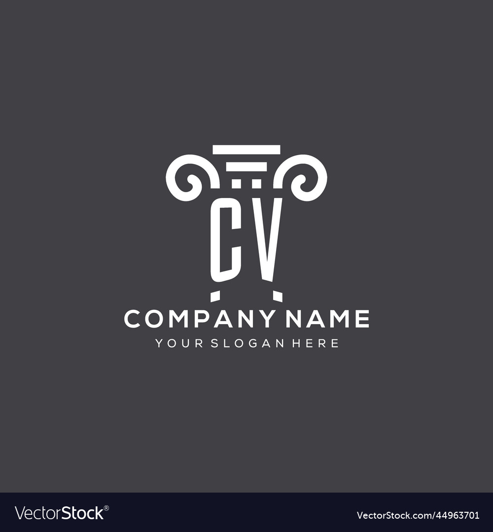 Monogram cv logo for law firm with pillar icon Vector Image