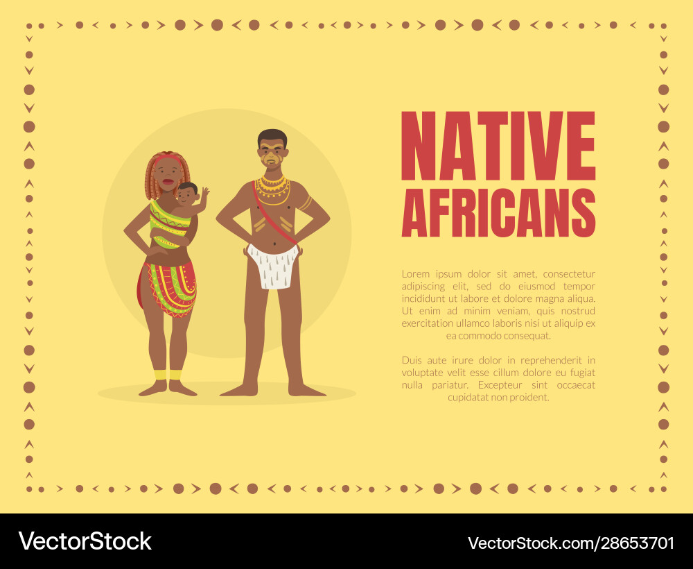 Native africans banner template with tribal people