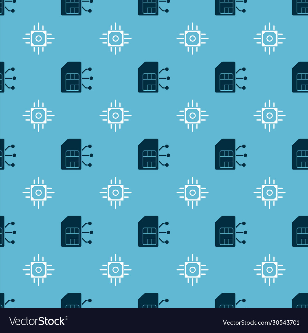 Set sim card and processor on seamless pattern Vector Image