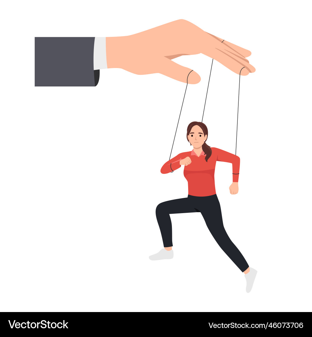 Businesswoman being controlled by puppet master Vector Image