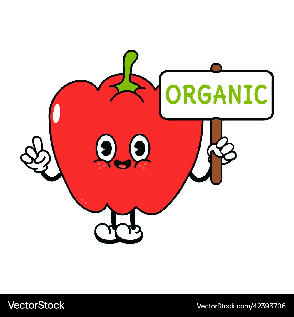 Cute funny red pepper waving hand character hand Vector Image