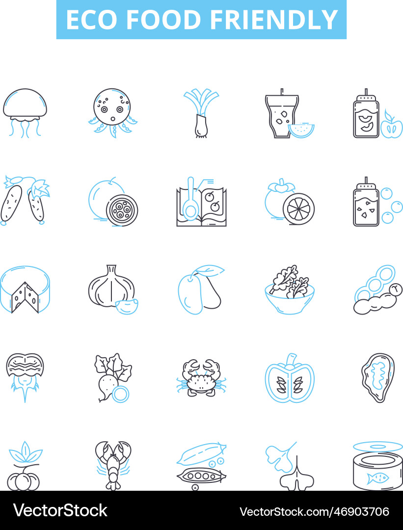 Eco food friendly line icons set Royalty Free Vector Image