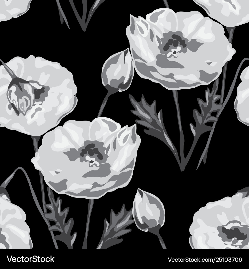 Elegant seamless pattern with poppy flowers design