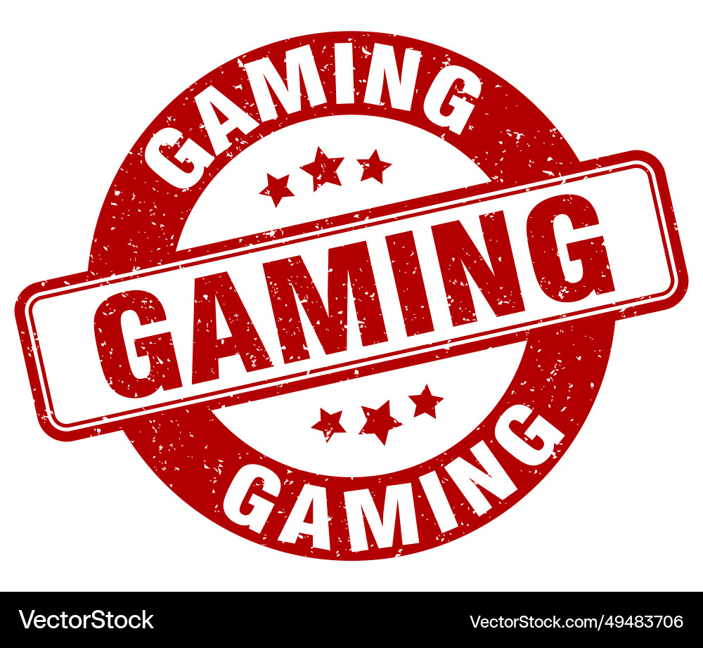 Gaming stamp label round grunge sign Royalty Free Vector