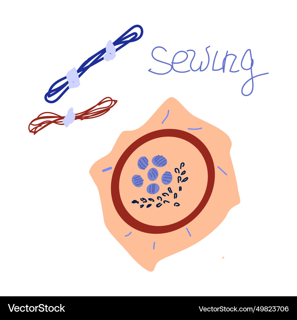 Hand embroidery concept thread tools Royalty Free Vector