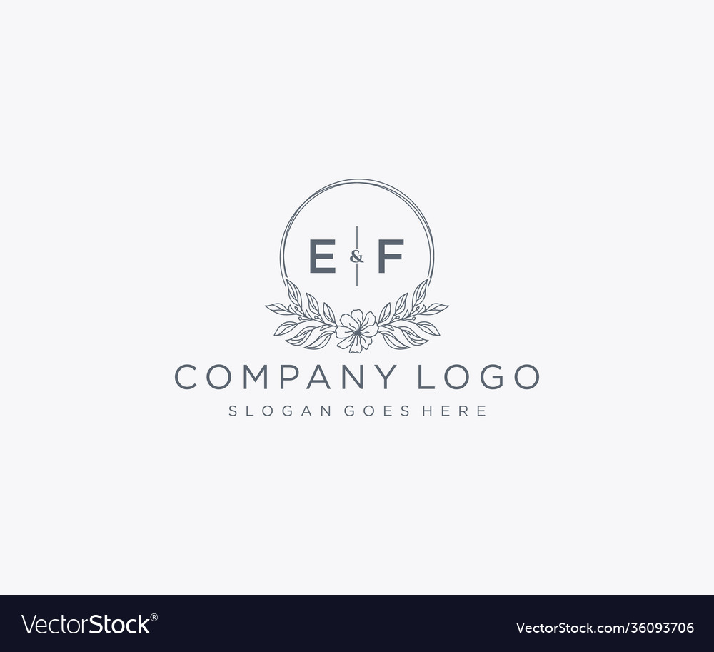 Initial ef letters floral frames unique Royalty Free Vector