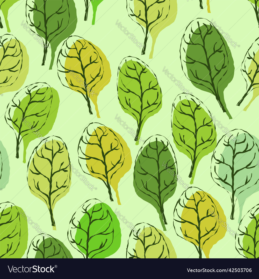 Leaves hand drawing pattern seamless leaf Vector Image