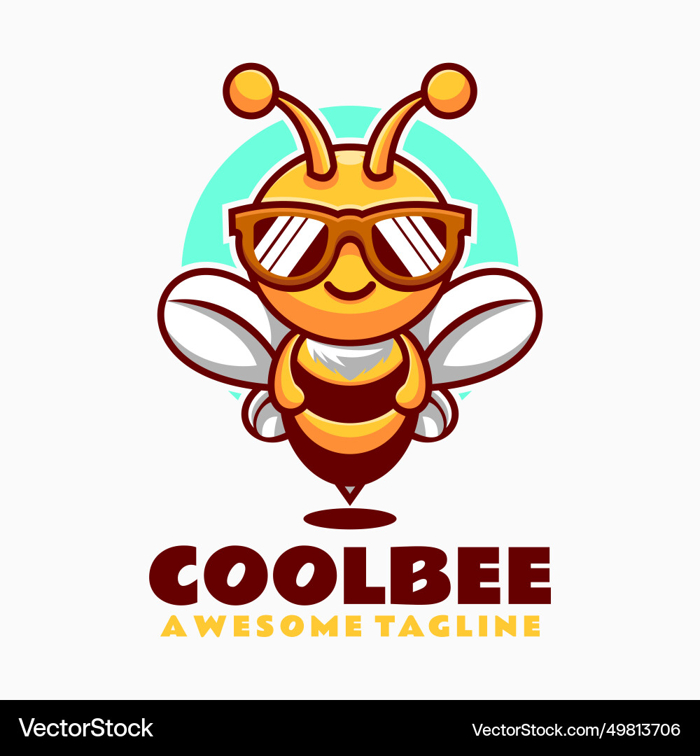 Logo cool bee mascot cartoon style Royalty Free Vector Image