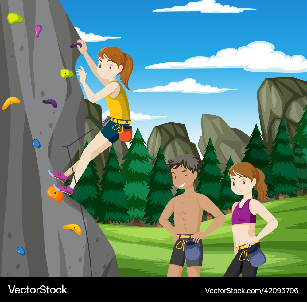 Outdoor rock climbing scene Royalty Free Vector Image