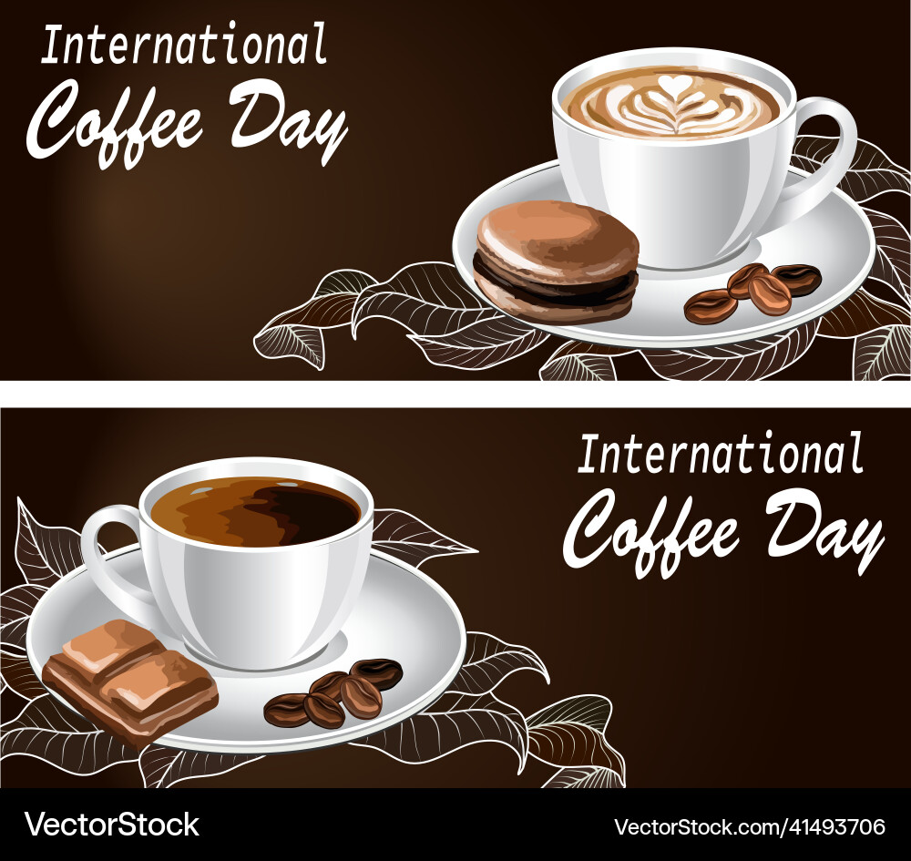 Set of banners with coffee cups Royalty Free Vector Image