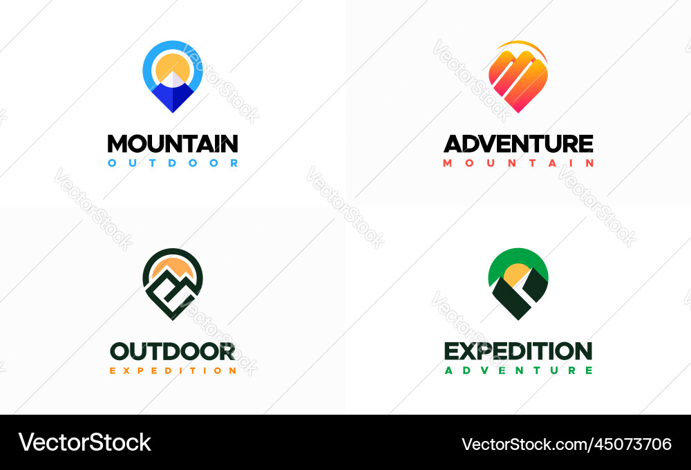 Set of mountain expedition logo designs concept Vector Image