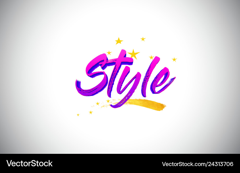 Style purple violet word text with handwritten Vector Image