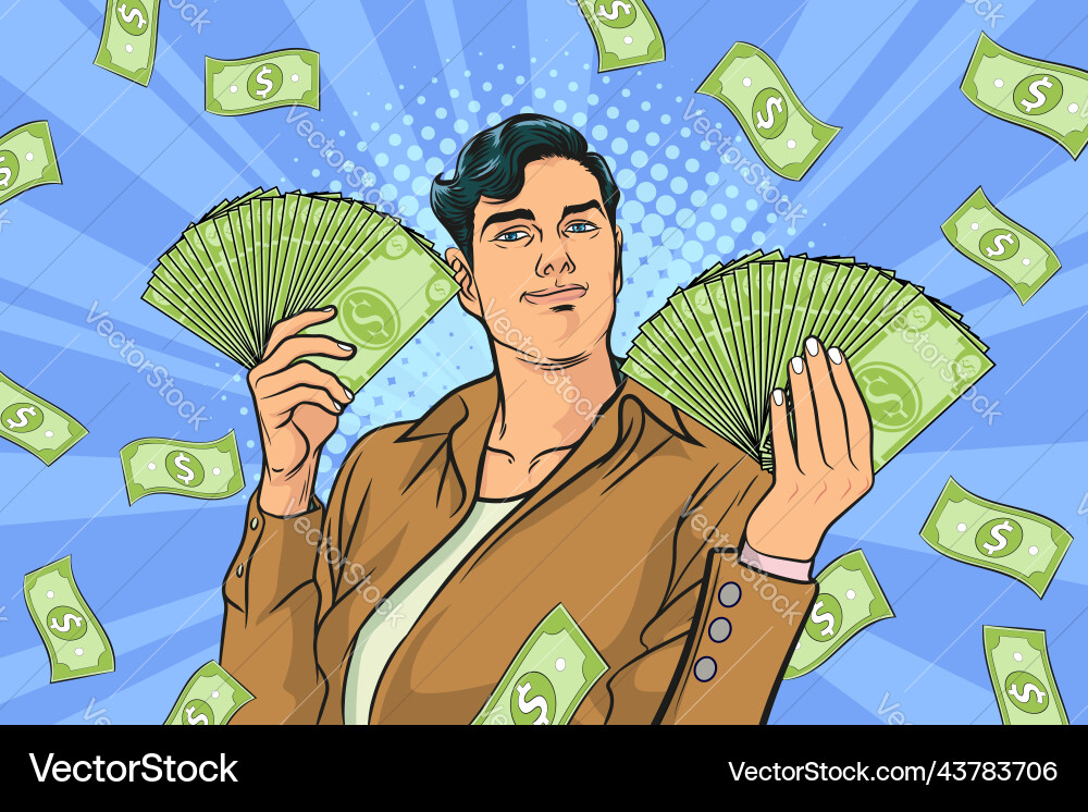 Surprise business man successful and shocking Vector Image