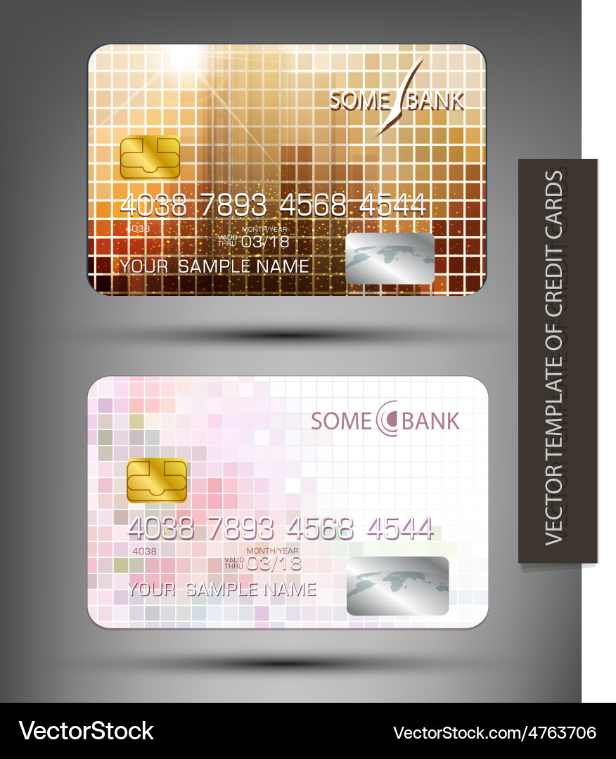 Templates credit cards with abstract square patter