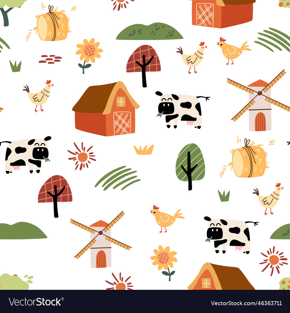 0178 farm pattern Royalty Free Vector Image - VectorStock
