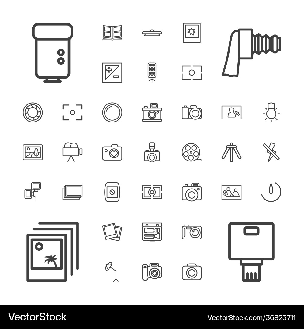37 photography icons Royalty Free Vector Image
