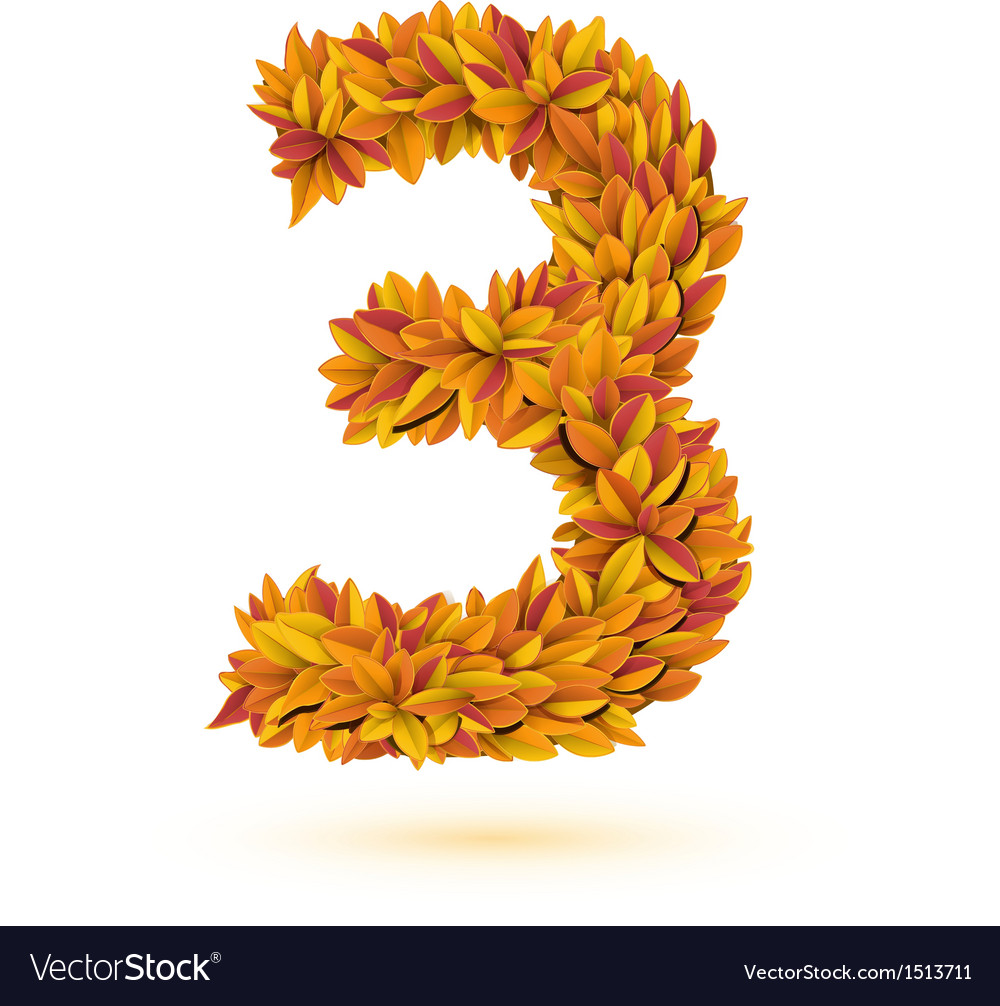 Autumn fall bright orange leaves number Royalty Free Vector