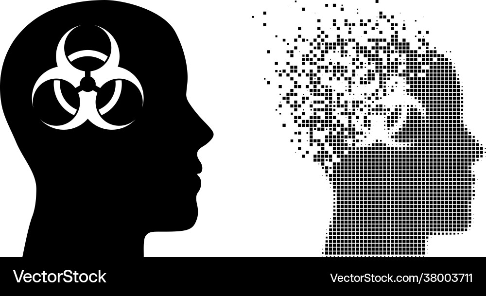 Disintegrating dot and original mental virus icon Vector Image