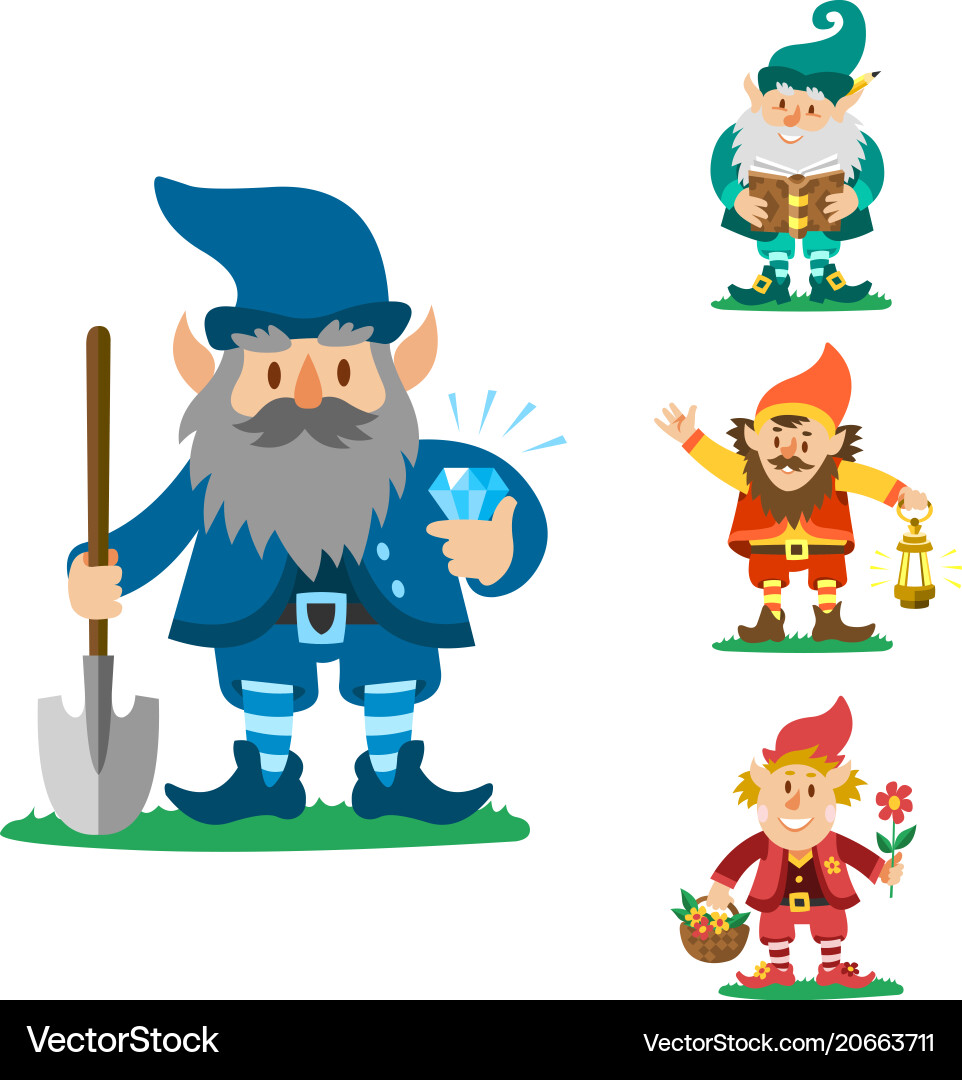 Fairy tale fantastic gnome dwarf elf character Vector Image