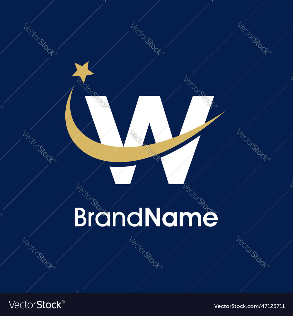 Initial w swooshing star logo Royalty Free Vector Image