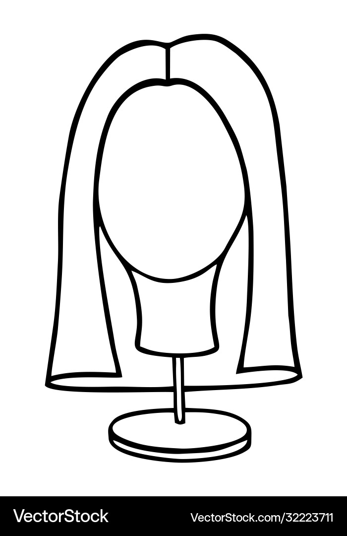 Linear drawing a wig on a mannequin in the Vector Image
