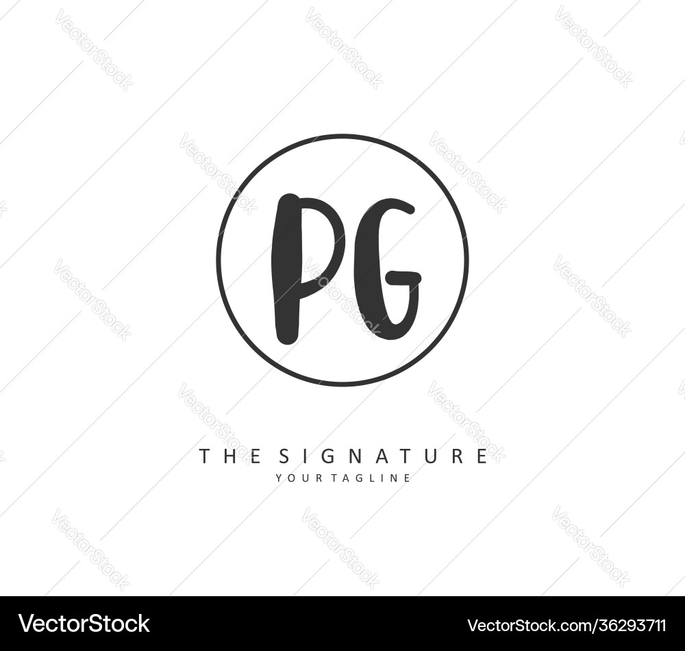 Pg initial letter handwriting and signature logo Vector Image