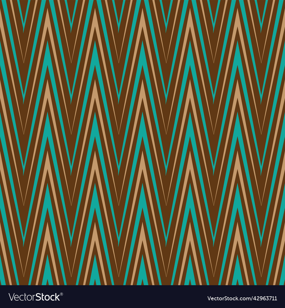 Seamless chevron pattern in turquoise and broewn Vector Image