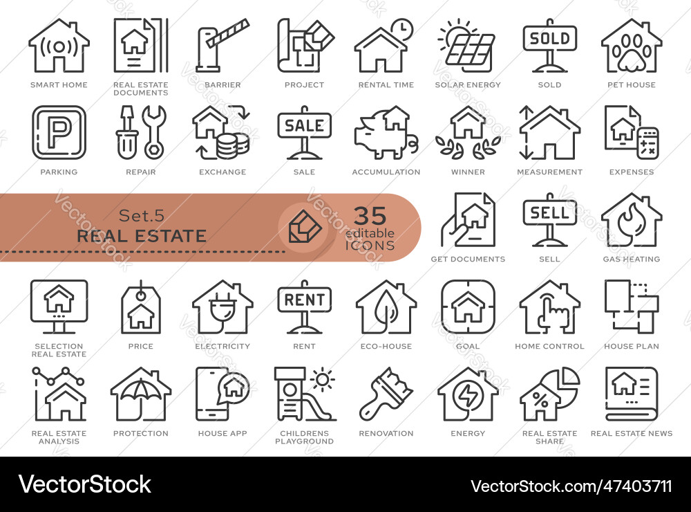 Set icons real estate 05 Royalty Free Vector Image