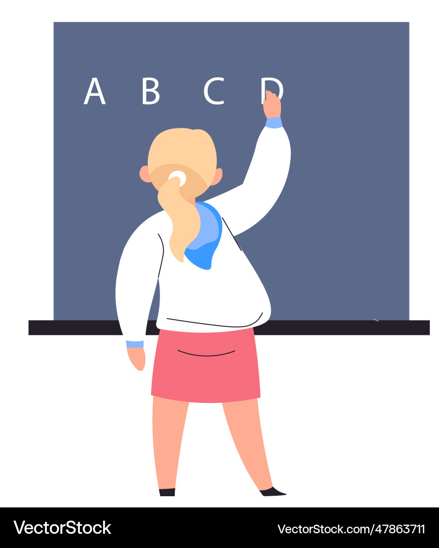 Teacher or student writing on blackboard at school