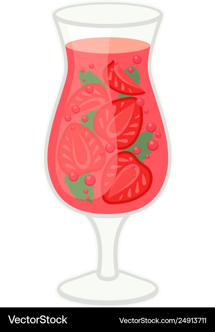 Tropical strawberry cocktail on white background Vector Image