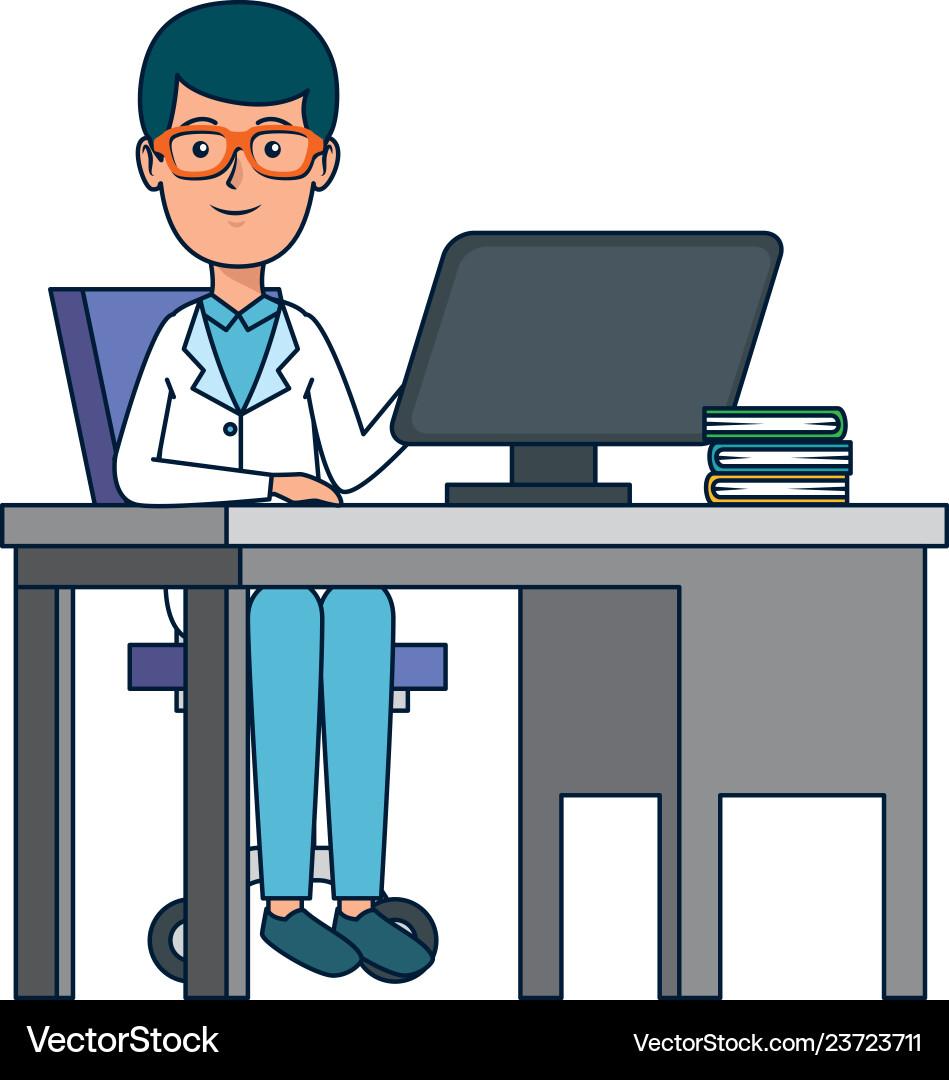 Young dentist male in office Royalty Free Vector Image