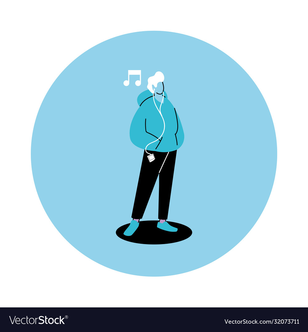 Young man using an electronic device Royalty Free Vector