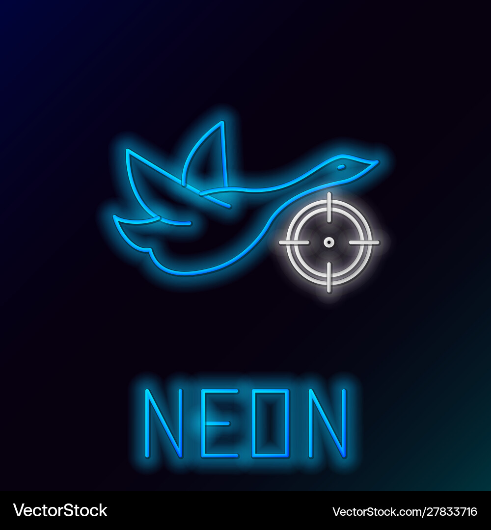 Blue glowing neon line hunt on duck Royalty Free Vector