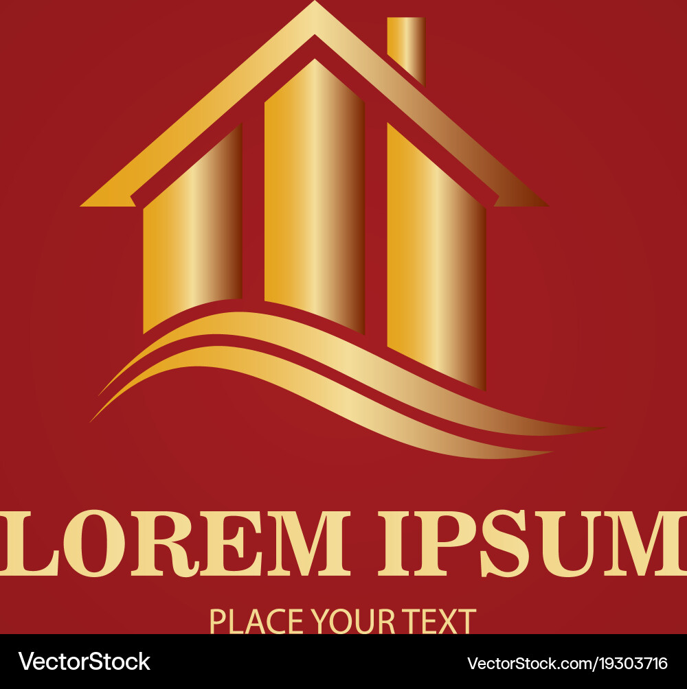Gold home abstract business logo Royalty Free Vector Image