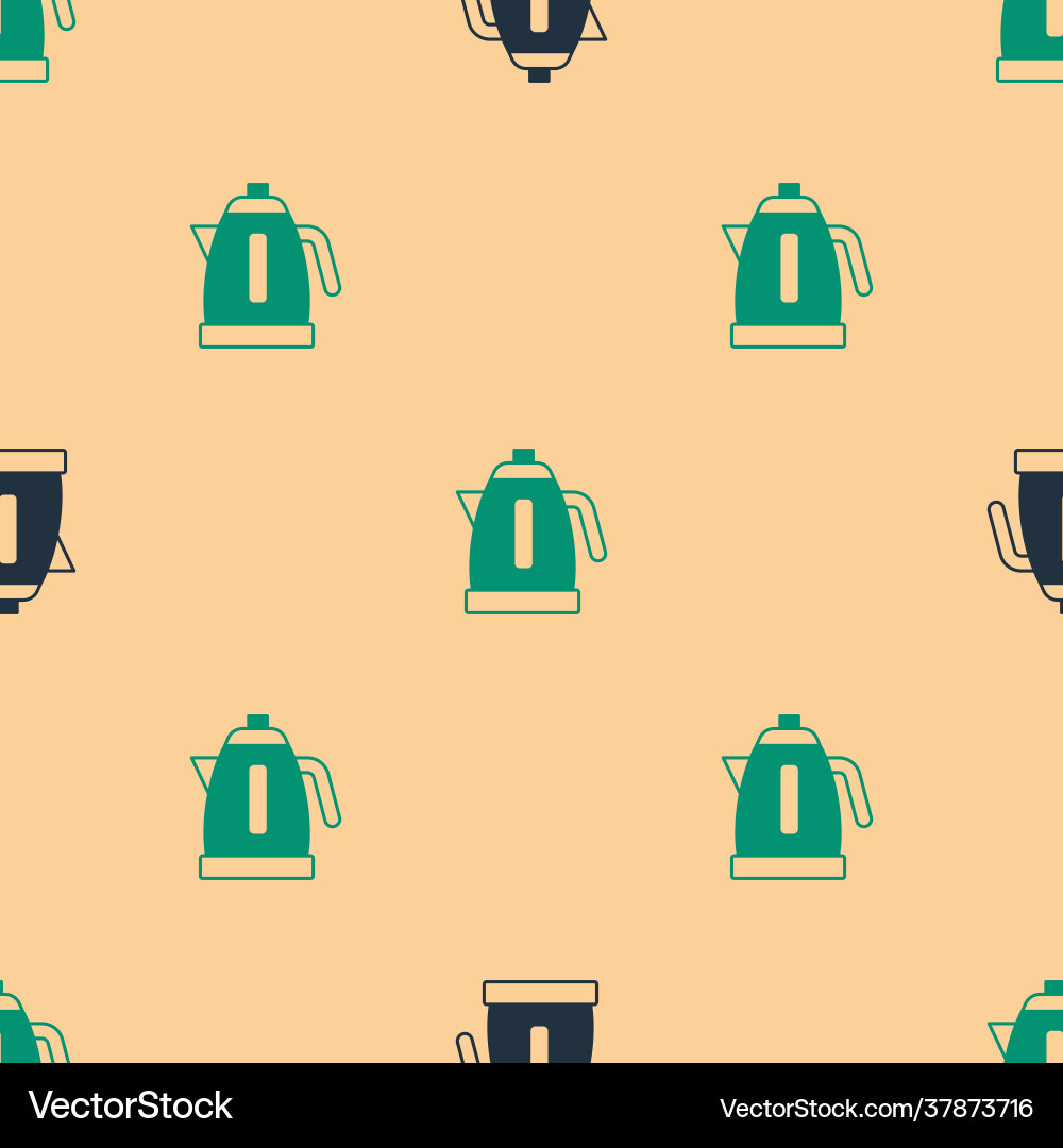 Green and black electric kettle icon isolated Vector Image