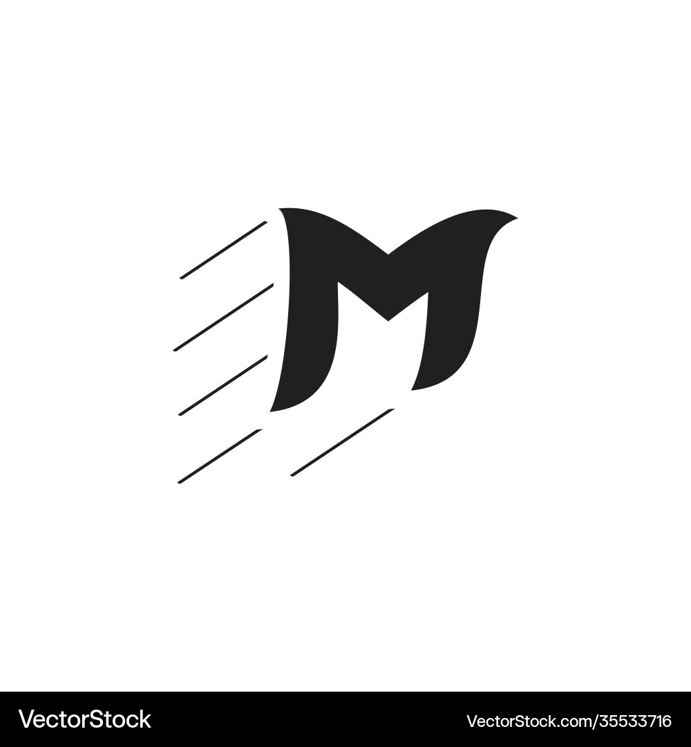 Letter m fast movement fly success symbol Vector Image
