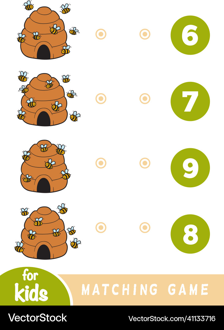 Matching game for children count how many bees Vector Image