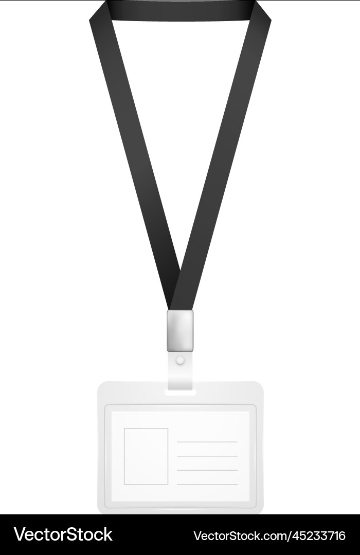 Name label mockup id tag on black ribbon Vector Image