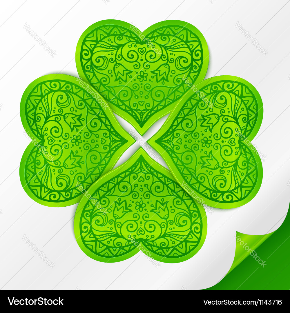 Ornate lucky clover on paper Royalty Free Vector Image