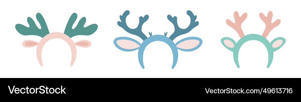 Reindeer antlers headband set Royalty Free Vector Image