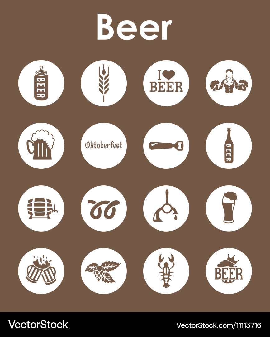 Set of beer simple icons Royalty Free Vector Image